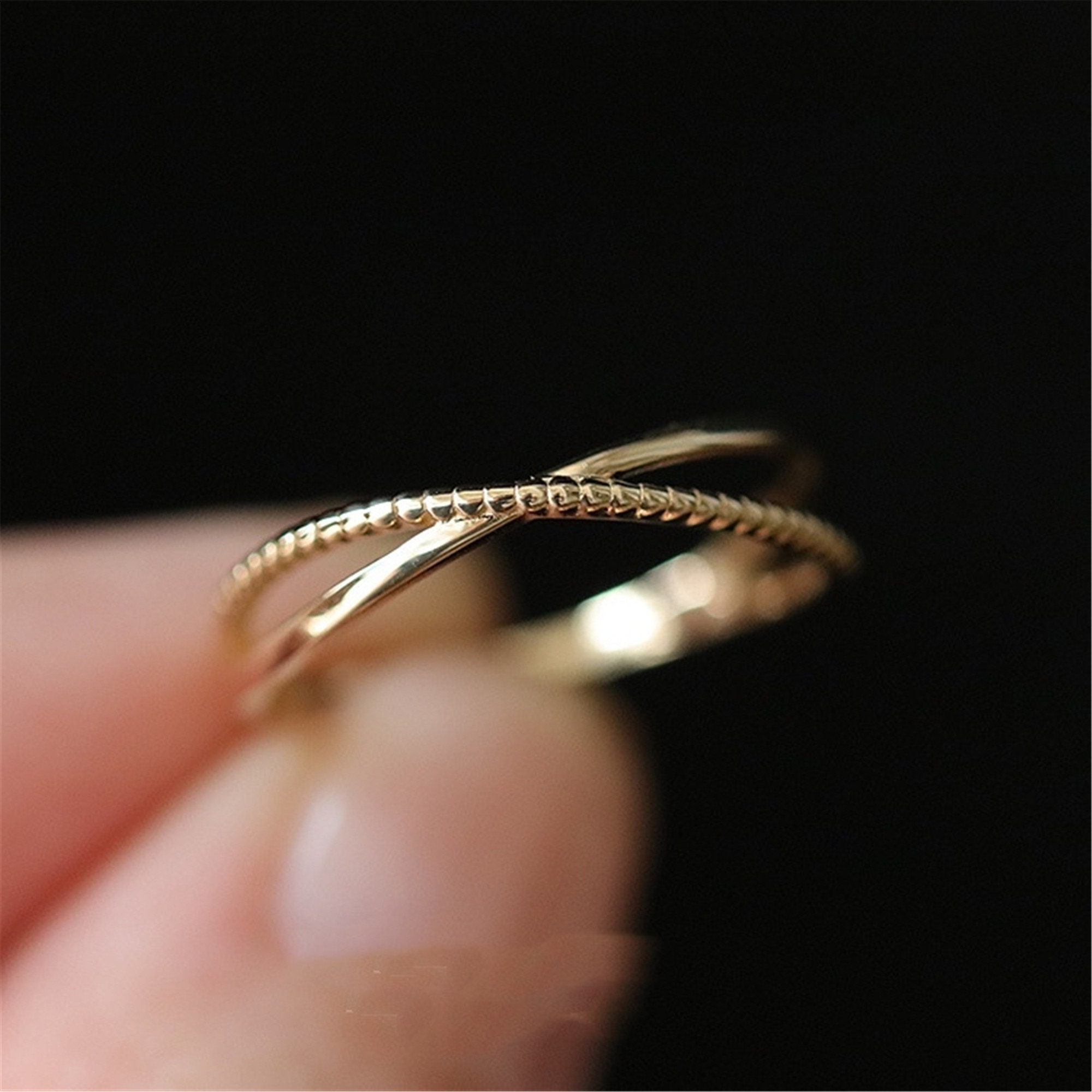Dainty X Ring Gold Minimalist Ring Stacking Ring Gold | Etsy