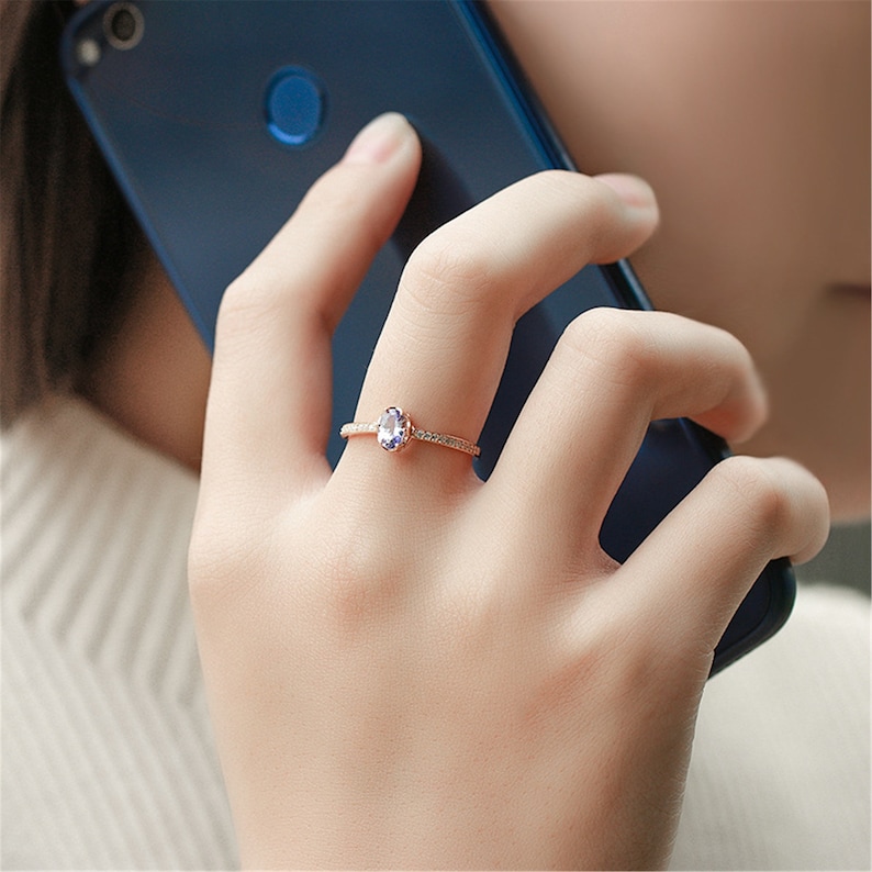 Oval Cut Tanzania Ring Stacking Ring Sterling Silver Ring - Etsy