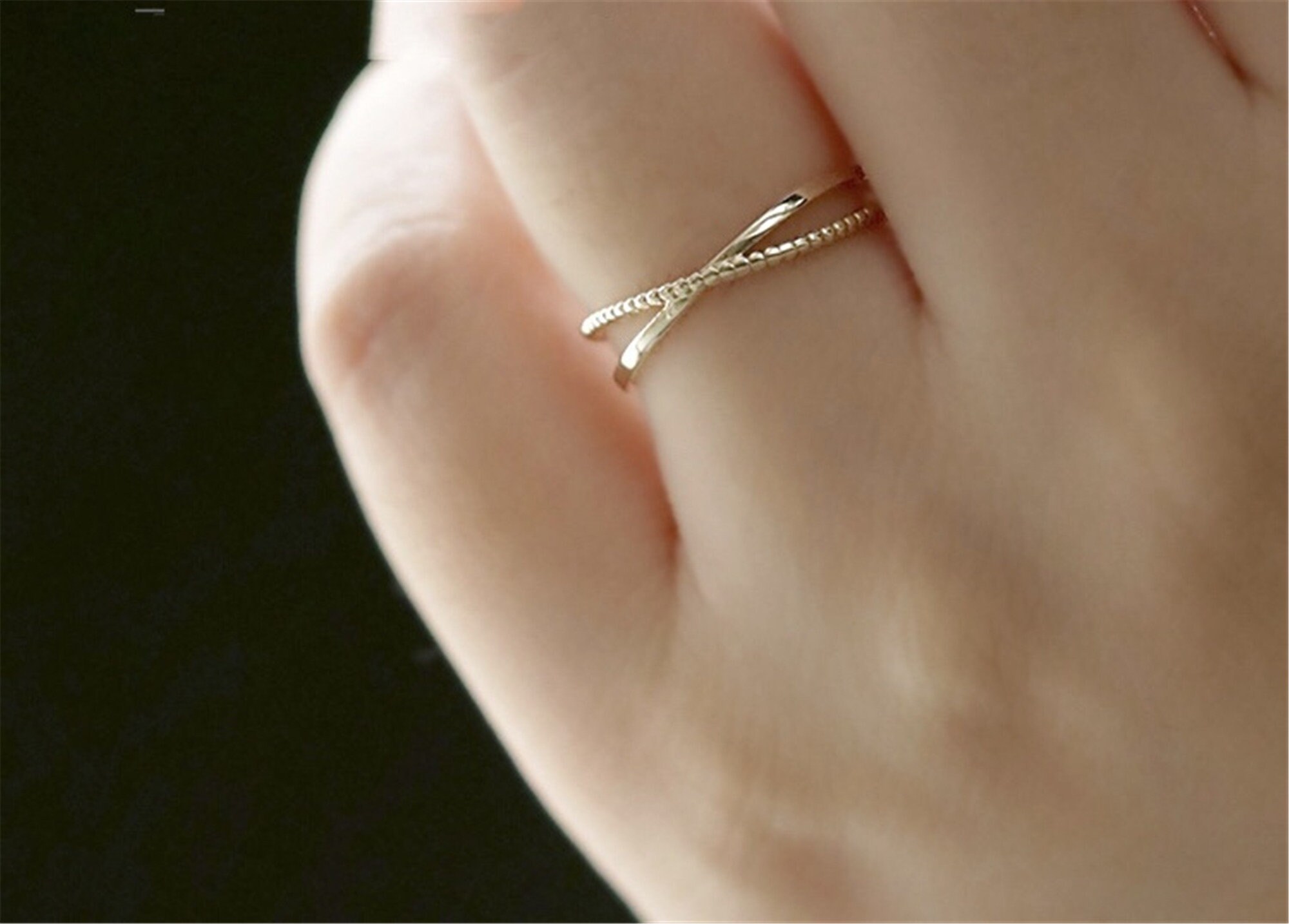 Dainty X Ring Gold Minimalist Ring Stacking Ring Gold - Etsy