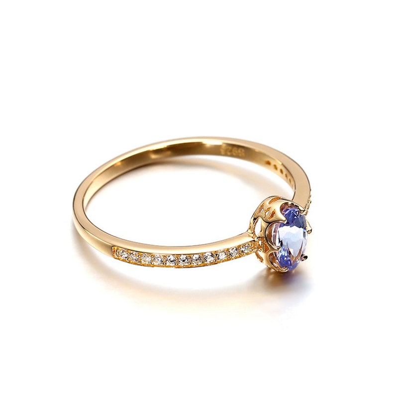 Oval Cut Tanzania Ring Stacking Ring Sterling Silver Ring - Etsy