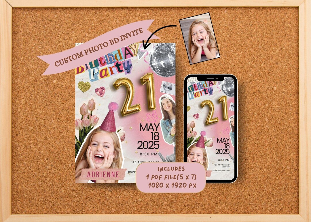 Custom Photo Collage Birthday Invitation: Retro Party Evite (digital ...