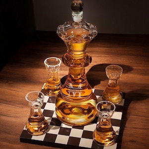 Chess Engraved Personalized Whiskey Decanter and Whiskey Glasses Gift ...