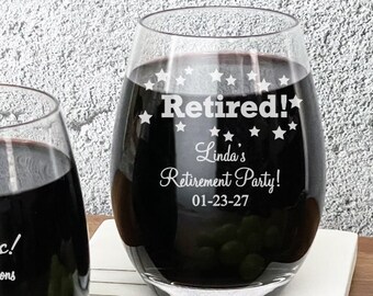 Engraved Retirement Glass - Etsy