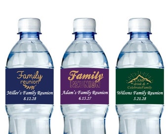 Personalized Family Reunion Water Bottle Labels for Party Favors Custom ...
