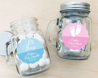 Oh Baby Favors Set of 12 Baby Shower Personalized Mini Mason Jar With ...
