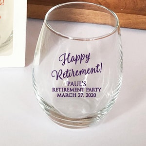 Set of 24 Happy Retirement Custom Stemless 9 Ounce Glass - Etsy