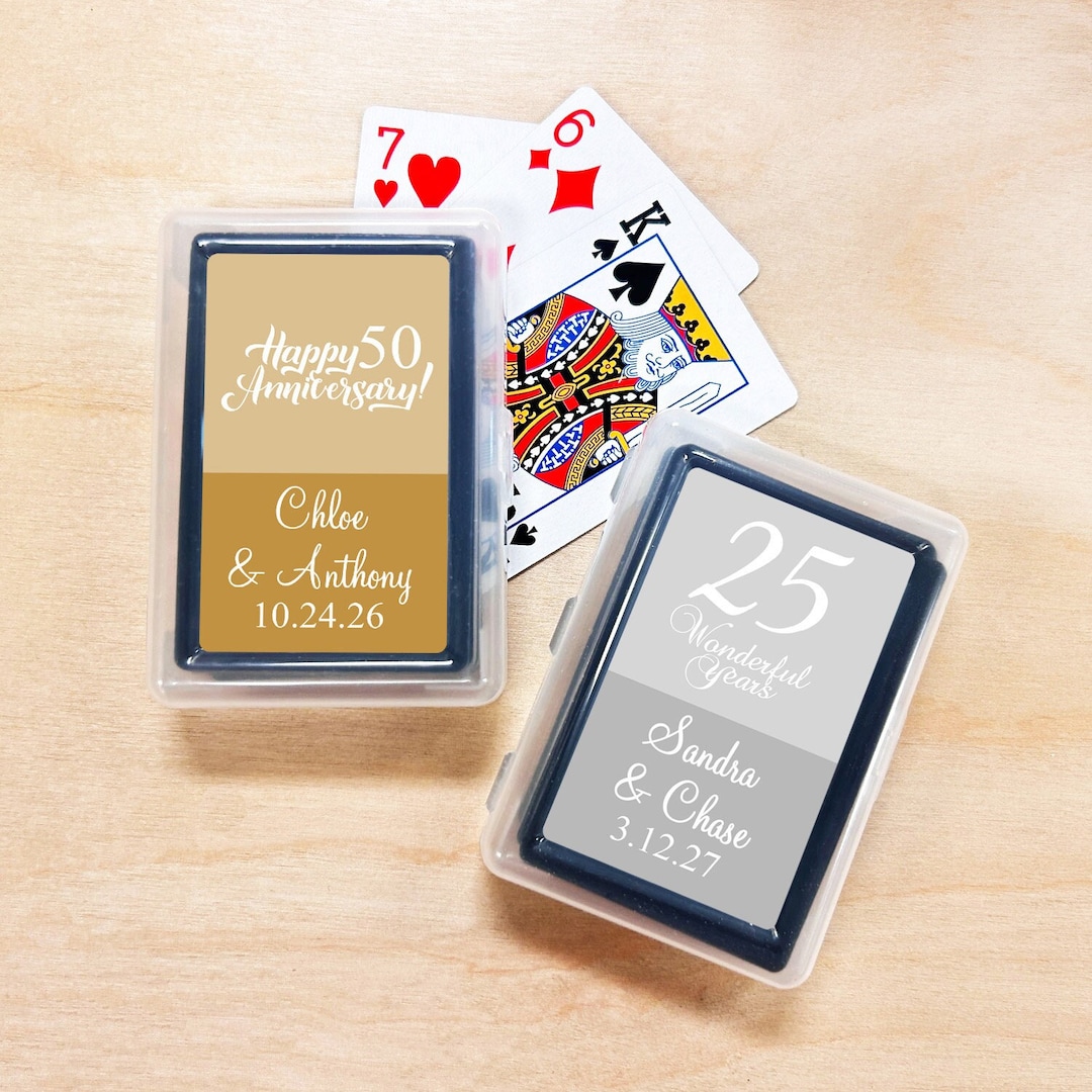 Set of 12 Personalized Playing Cards Favors With Wedding Anniversary ...