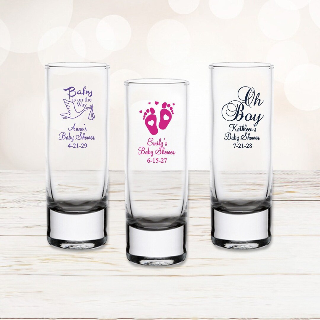 Set of 24 Baby Shower Design Personalized Tall Shooter Shot Glass ...