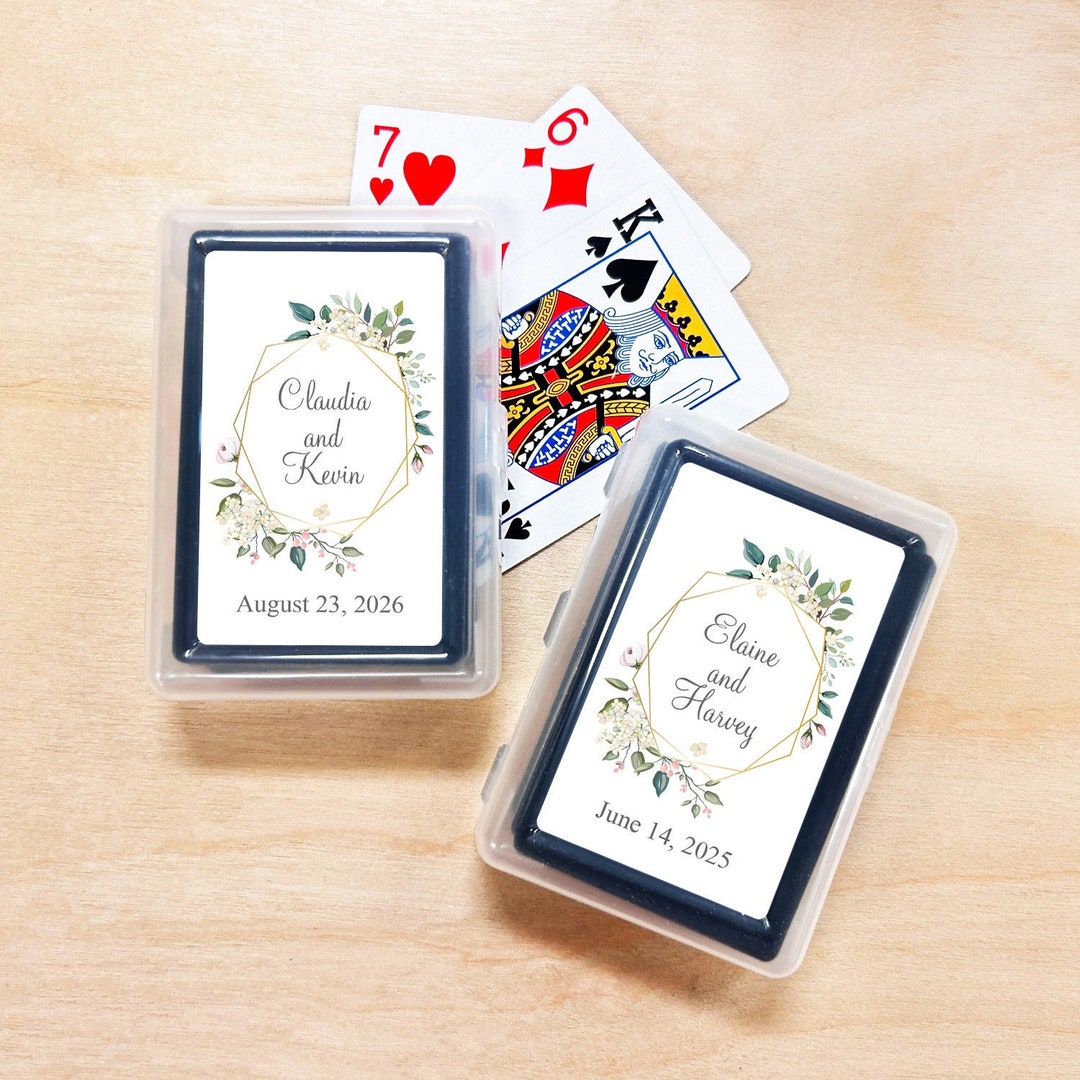 Floral Frame Personalized Playing Cards Favors, Wedding Personalized ...