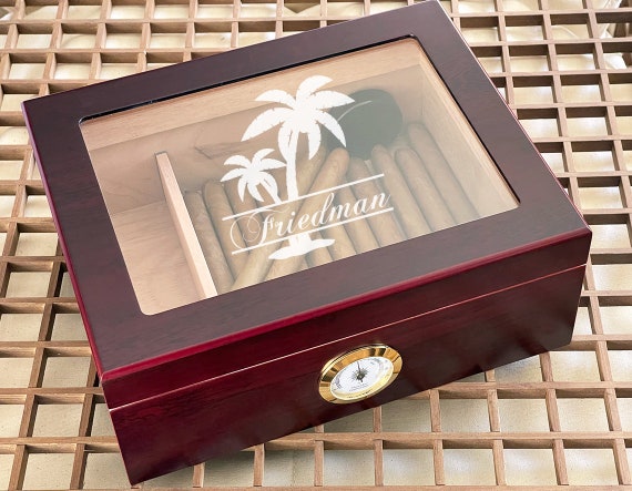 Palm Tree Personalized Engraved Cigar Humidor 50 Count - Etsy