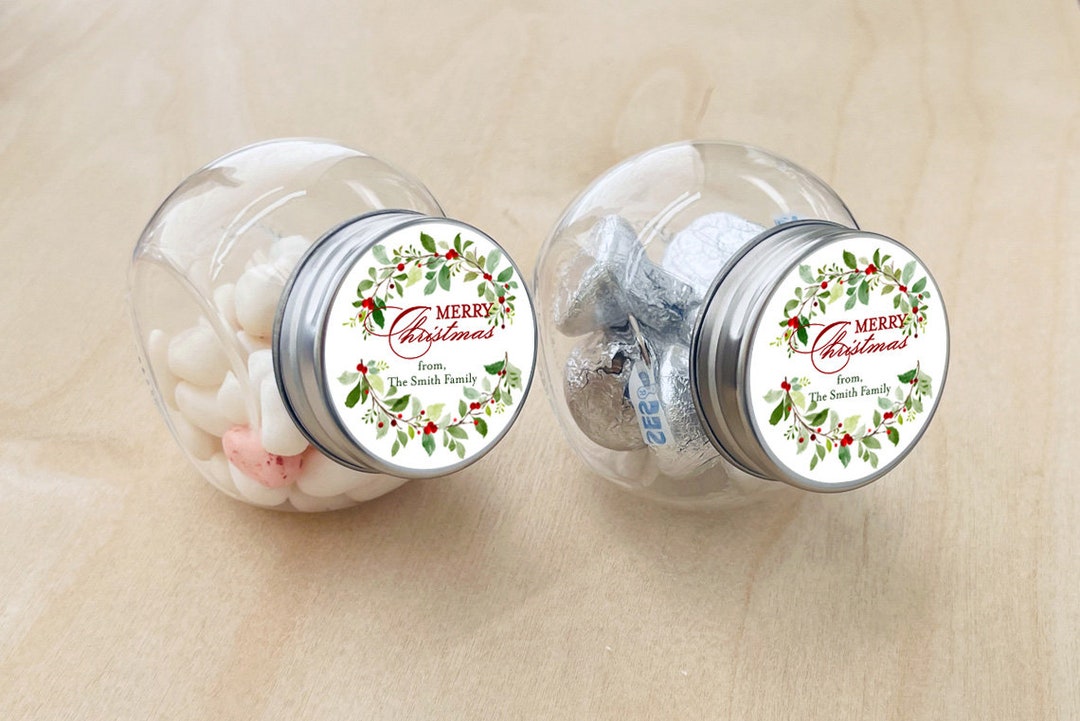 Set of 12 Merry Christmas Mini Glass Candy Jars With Labels - Etsy