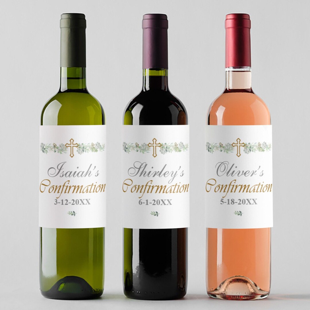 Confirmation Personalized Wine Bottle Labels, Champagne Labels, Cross ...