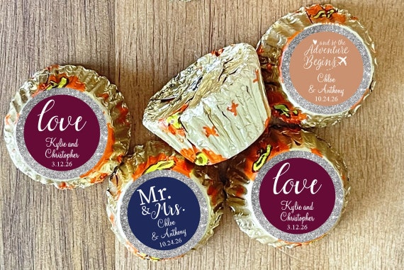 Set of 100 Wedding Custom Personalized Reese Chcolate Labels - Etsy