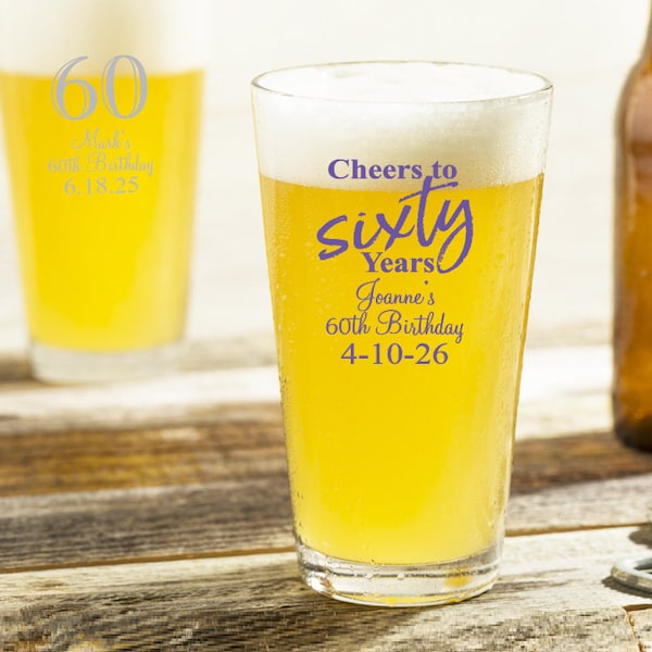 Personalized 60th Beer Glass - Etsy