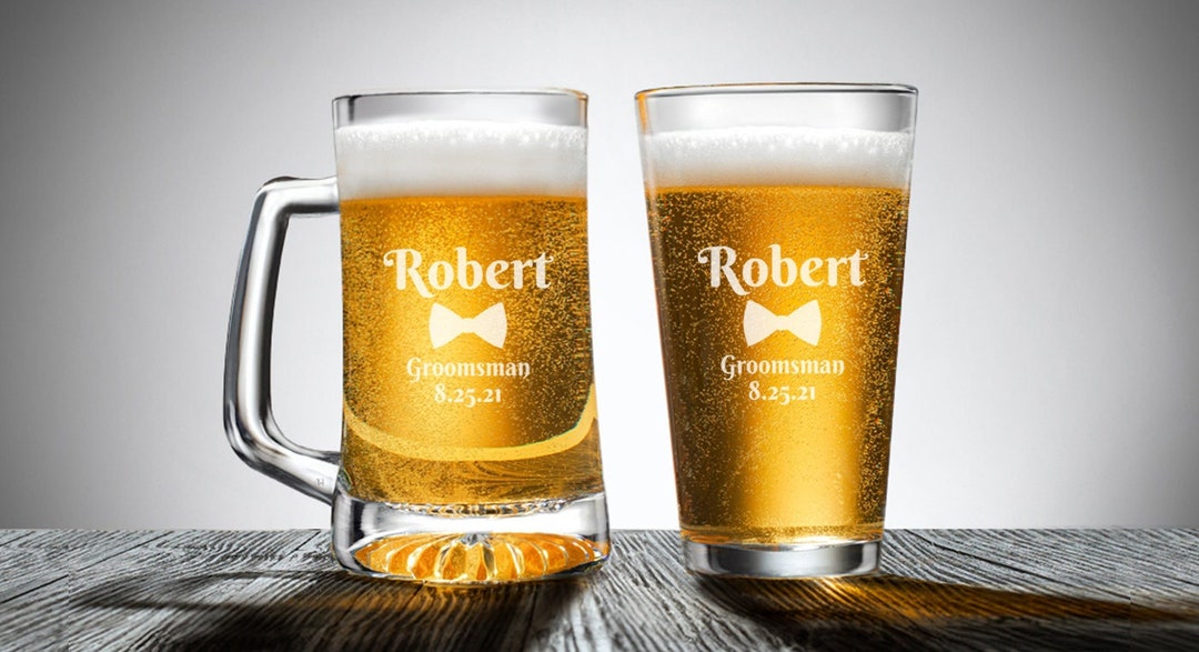 Bow-tie Personalized Beer Glass Engraved Gifts, Bow-tie Beer Mug ...
