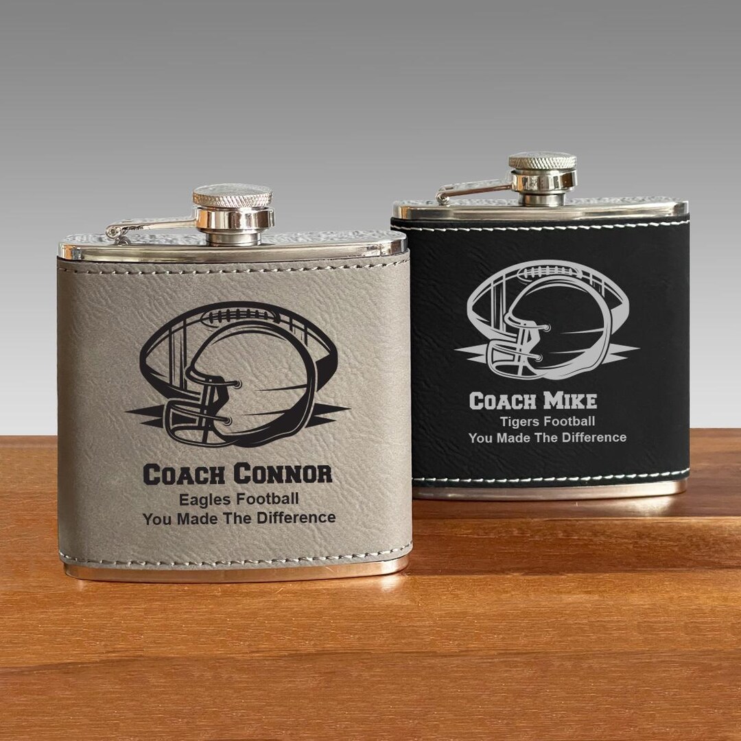 Engraved Flask Football Design Personalized Engraved Flask, Hip Travel ...