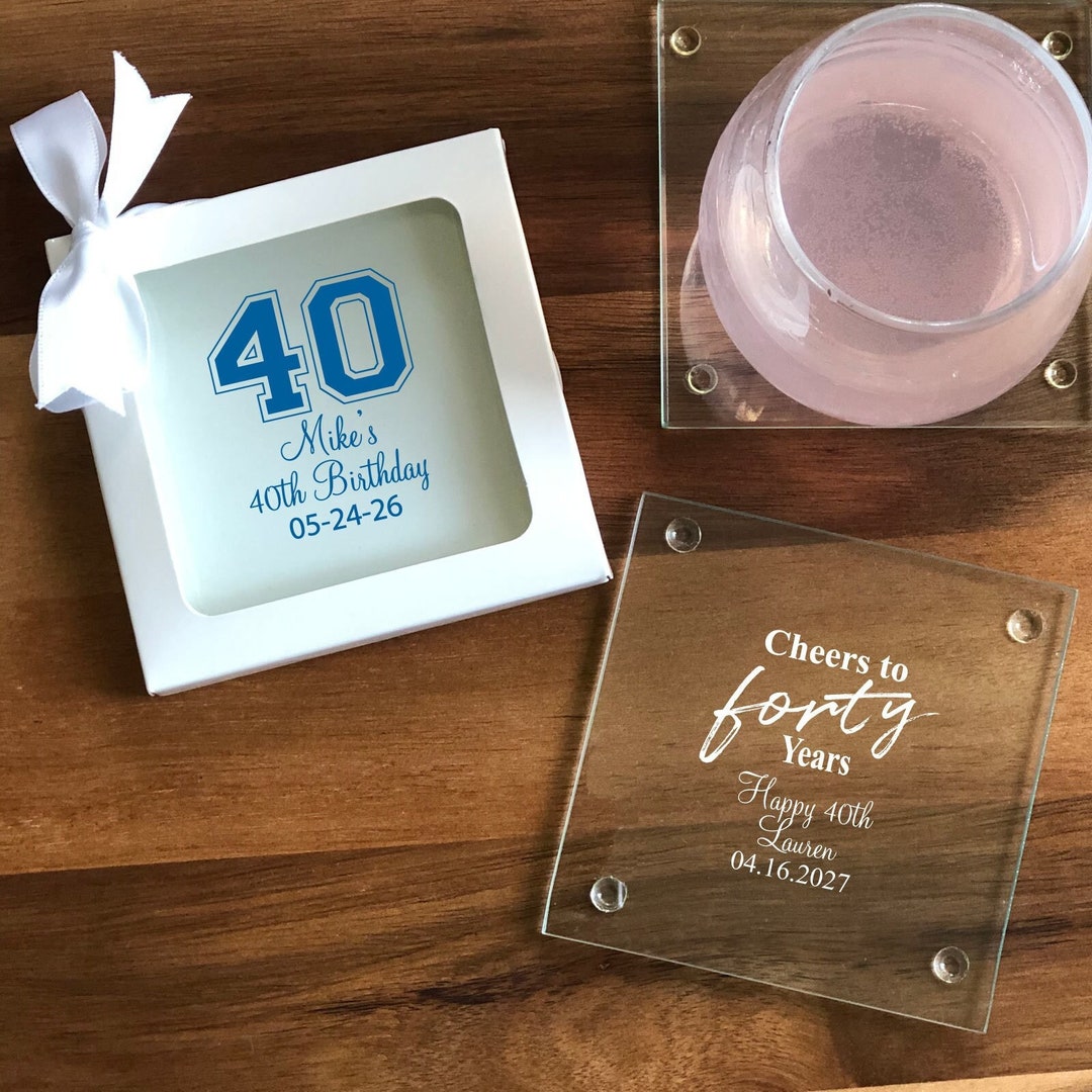 Personalized Birthday Glass Coasters: Set of 24 Party Favors - Etsy