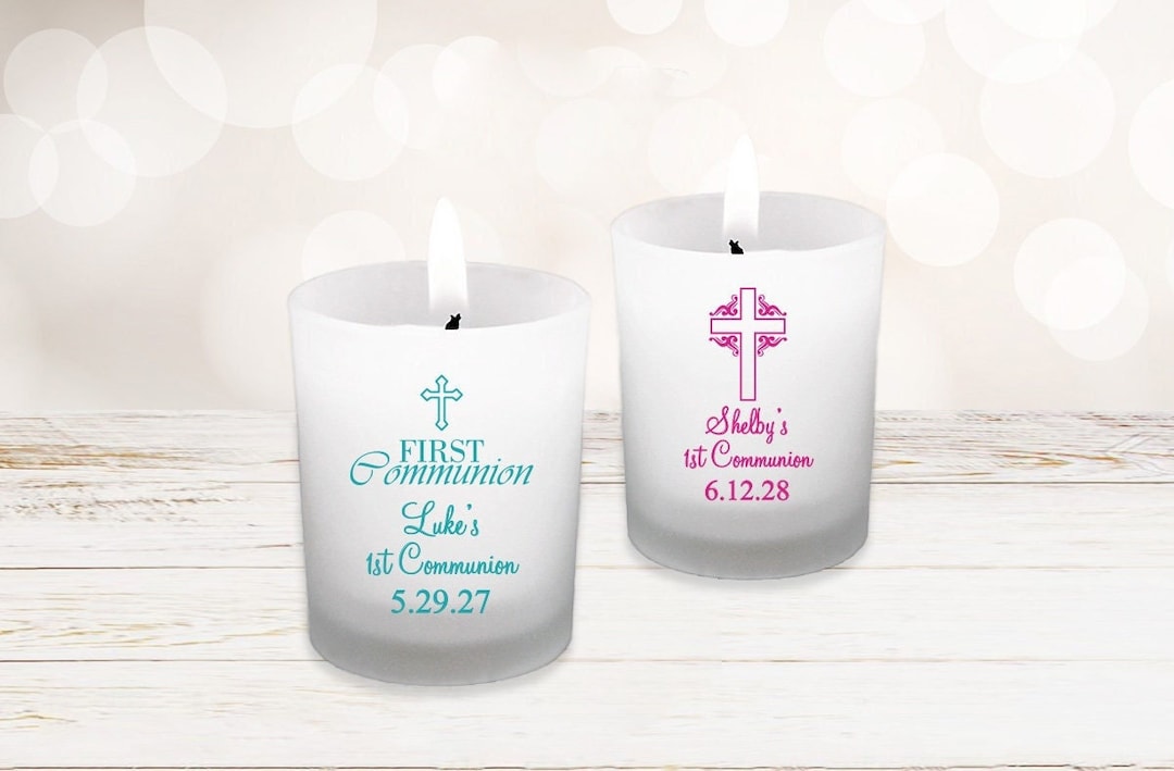 Personalized First Communion Frosted Glass Candle Favors (set of 24) - Etsy