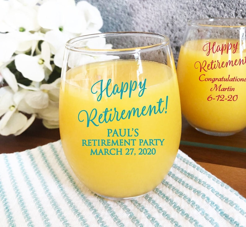 Set of 24 Personalized Retirement Wine Glasses: 9 Oz Party Favors - Etsy