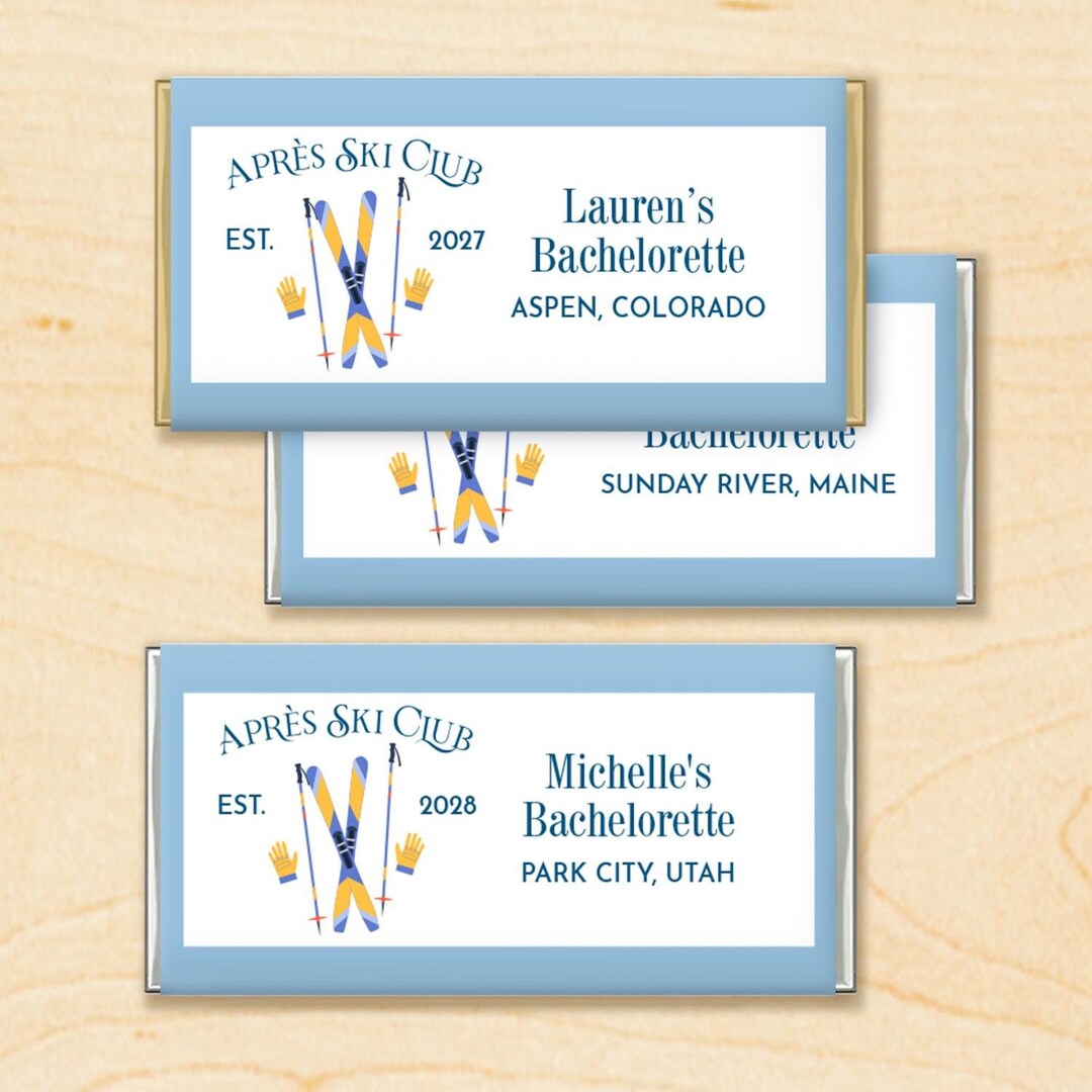 Apres Ski Bachelorette Chocolate Bar Favors: Personalized Set of 12 - Etsy