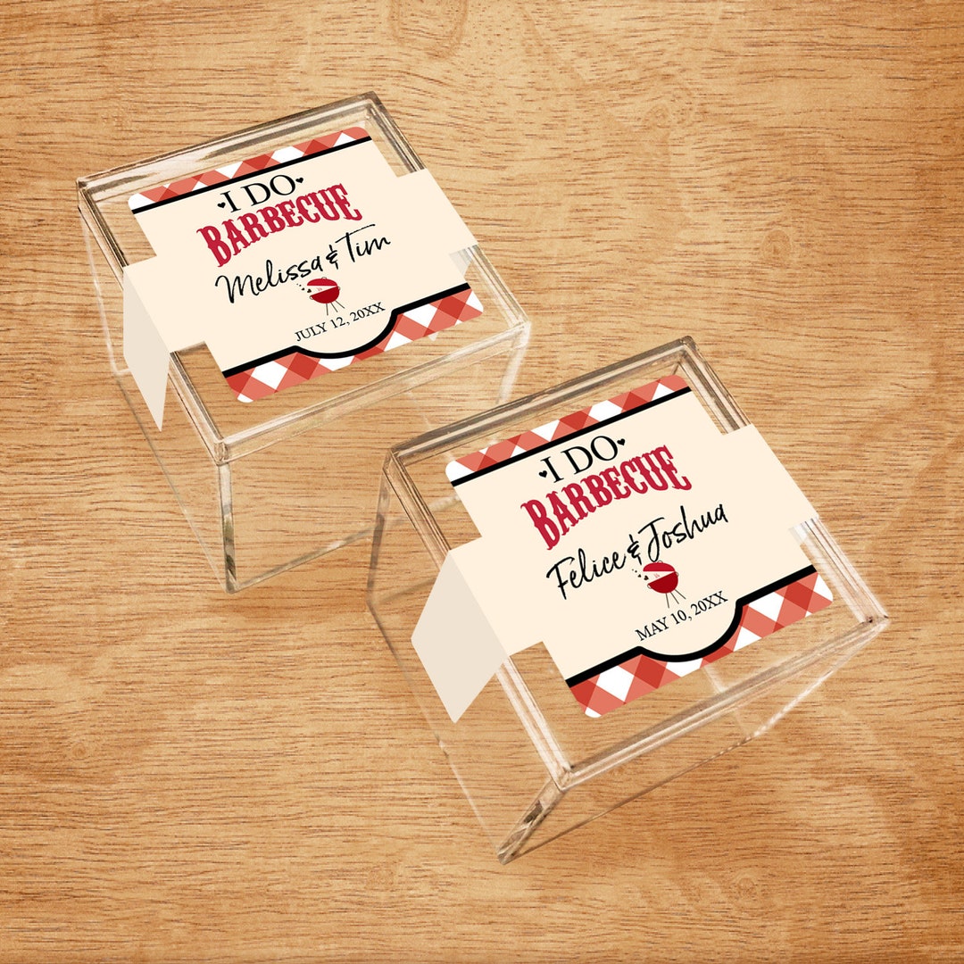 Set of 10 I Do Barbecue Personalized Clear Acrylic Square Favor Boxes ...