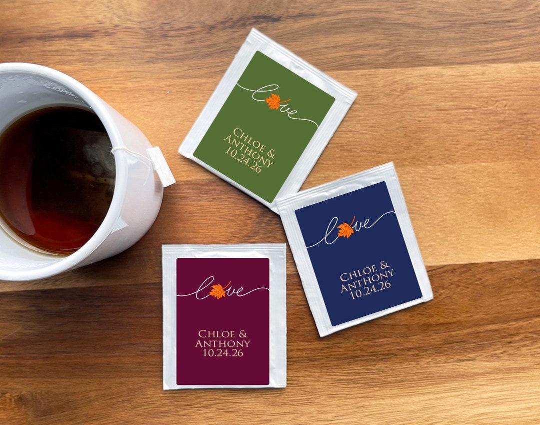 Set of 24 Fall Love Tea Bag Favor With Stickers Wedding Personalized ...