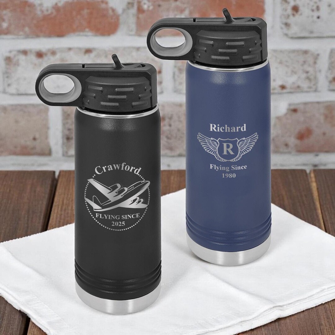 Aviator Pilot Personalized 20 Oz Insulated Metal Water Bottle, Aviator ...