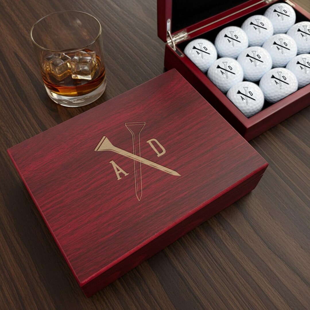Personalized Golf Ball Gift Set: Rosewood Box, Engraved Golf Balls - Etsy
