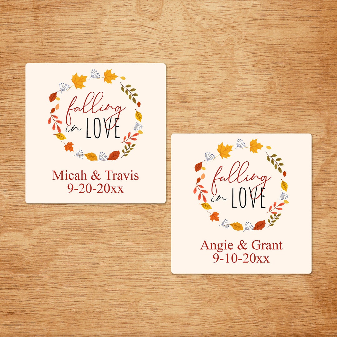 Fall Wedding Favor Labels: Personalized Square Stickers, Set of 24 - Etsy