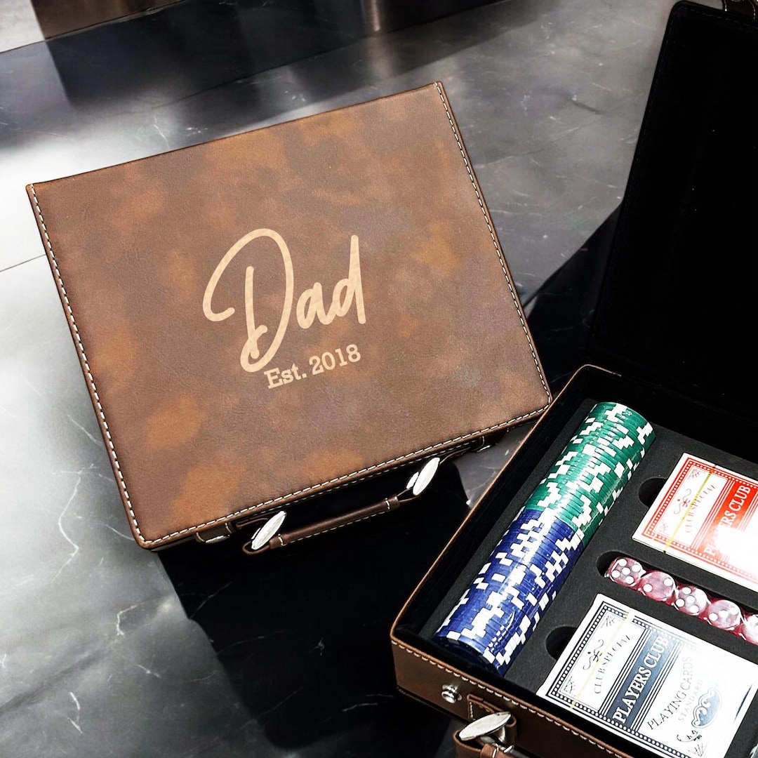 Dad Personalized Leather Poker Chip Set, Best Gifts for Dad, Father's ...