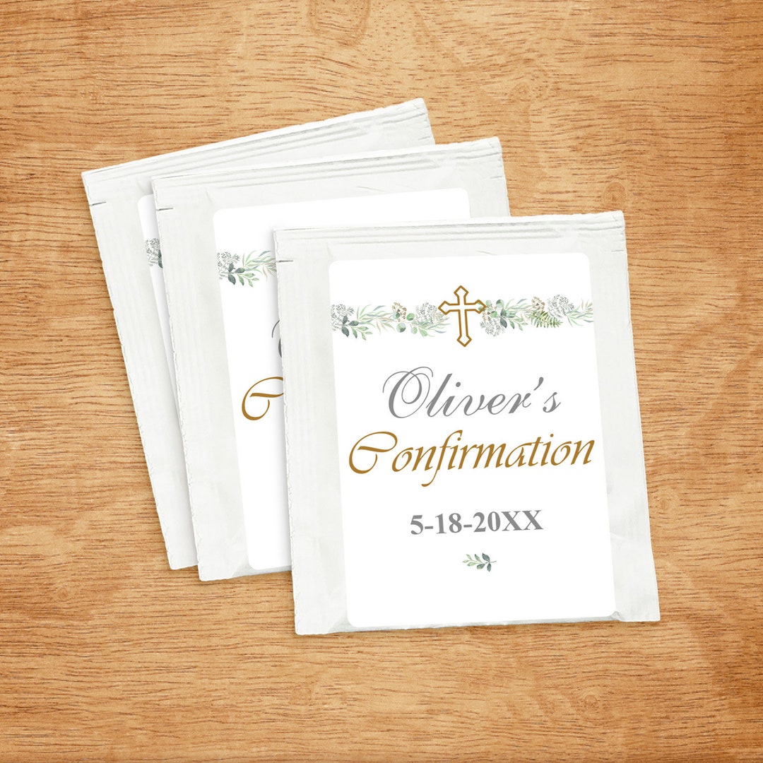 Set of 24 Confirmation Flowers Personalized Tea Bag Favor With Labels ...