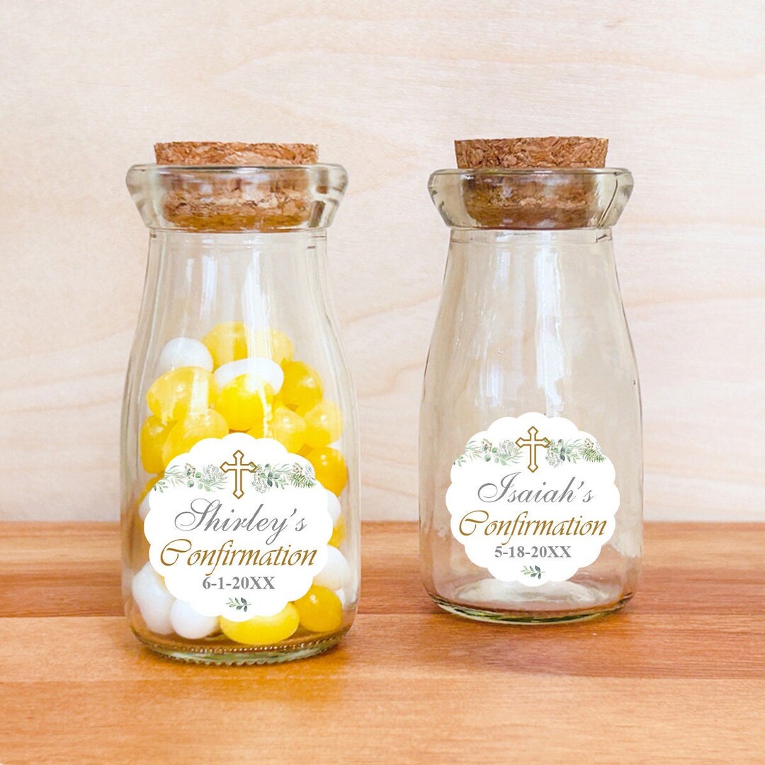 Set of 12 Confirmation Favors, Personalized Vintage Milk Bottle Favor ...