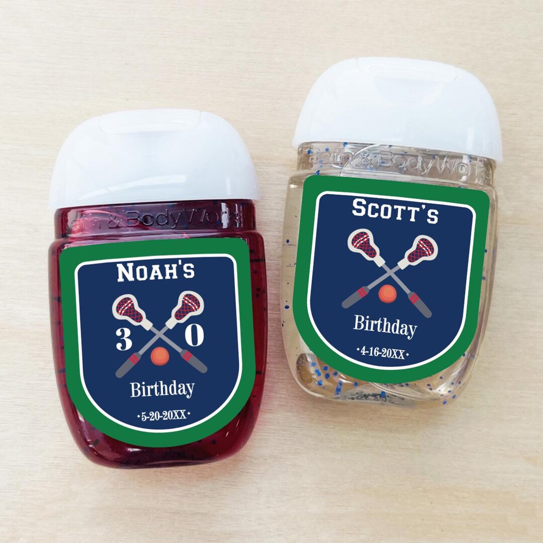 Set of 18 Lacrosse Personalized Sanitizer Labels, Lacrosse-themed ...