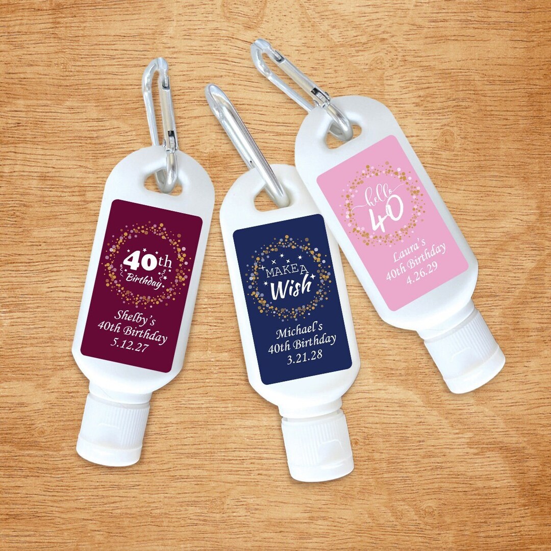 Set of 6 Birthday 40th Custom Personalized Sunscreen Favors, 40th Forty ...