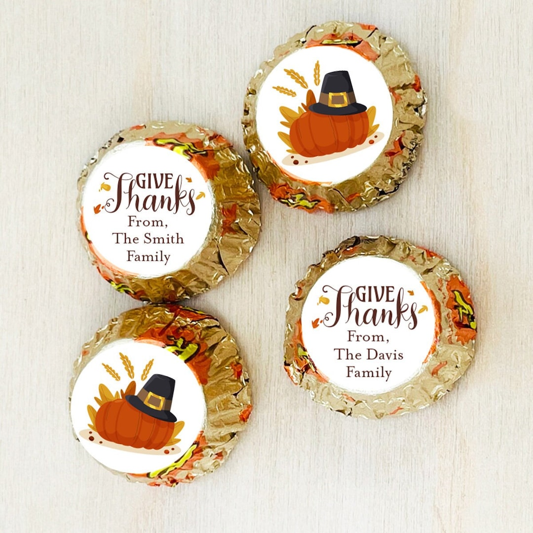Personalized Thanksgiving Reese's Labels: Give Thanks Stickers (set of ...