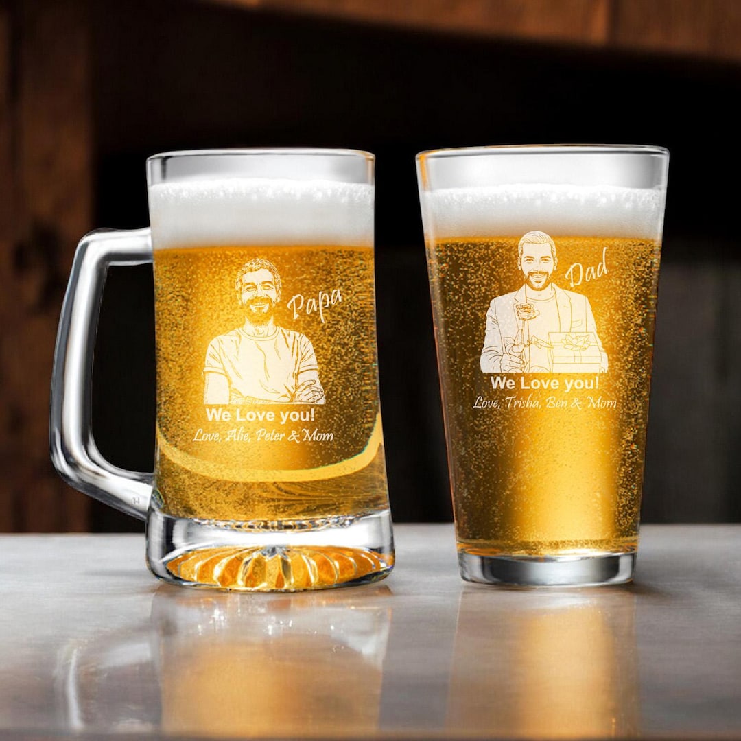 Personalized Photo Engraved Beer Glass: Custom Pilsner, Pint, Mug DM101 ...