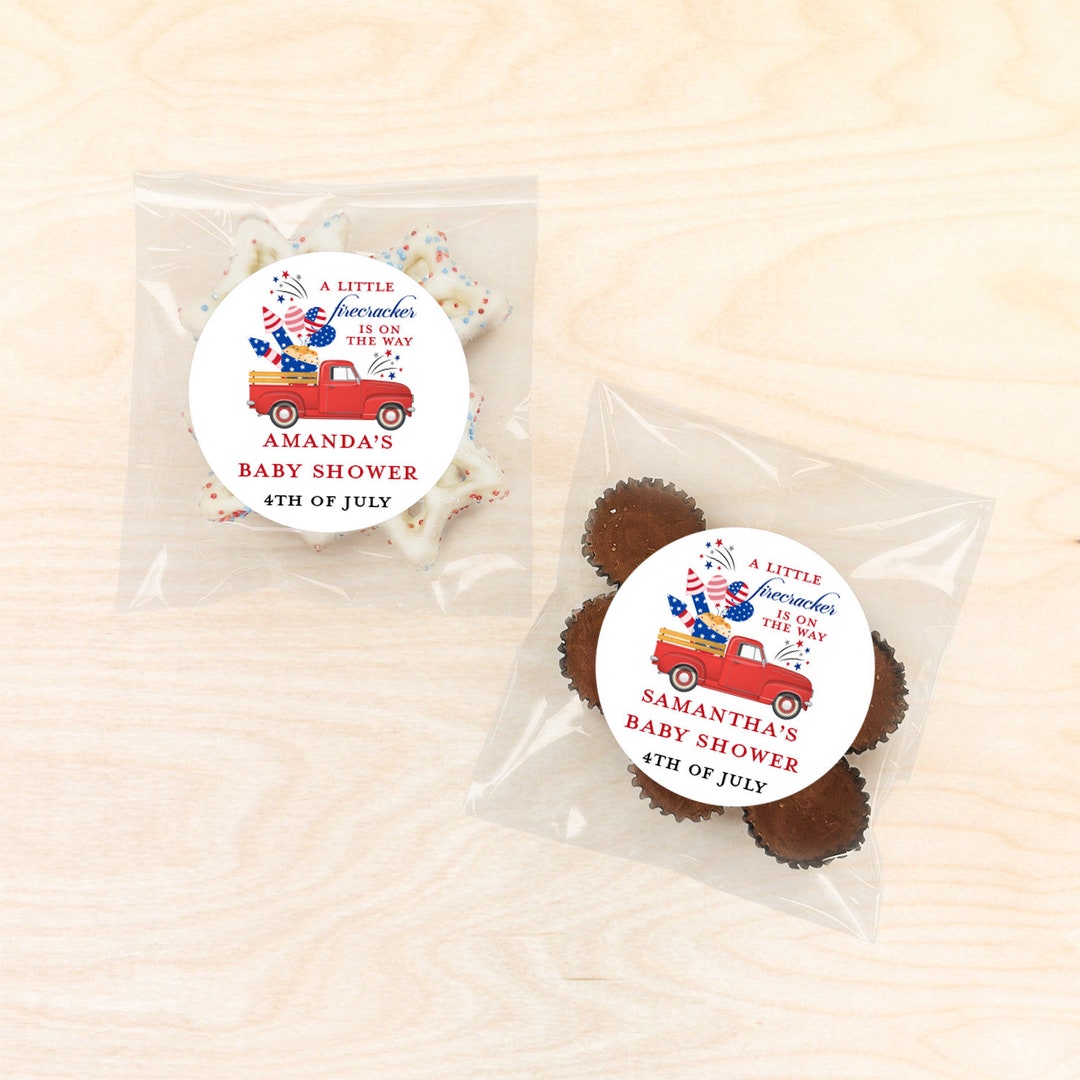 Set of 12 Personalized Firecracker is on the Way Clear Bag With Labels ...