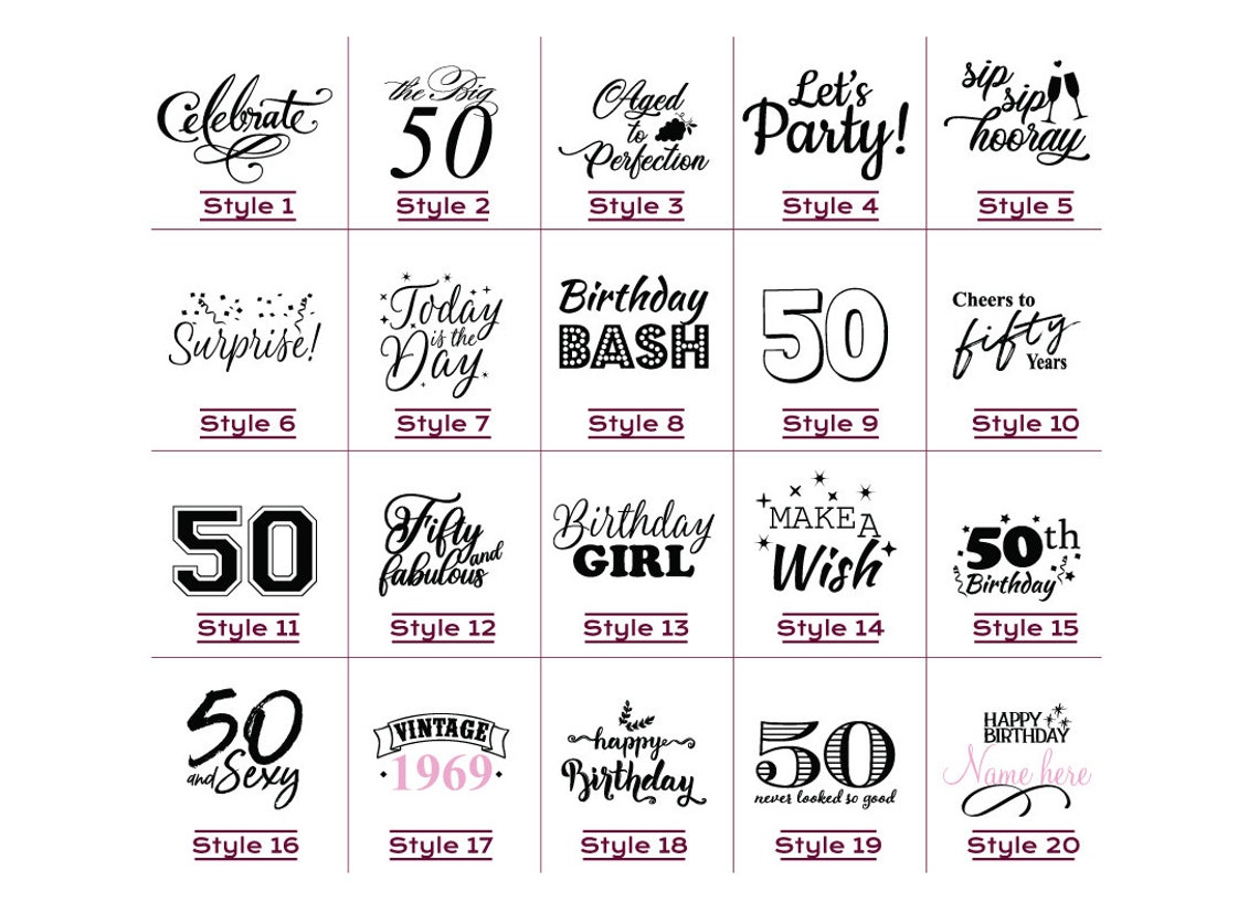 Set of 12 Engraved 50th Birthday Design Personalized - Etsy