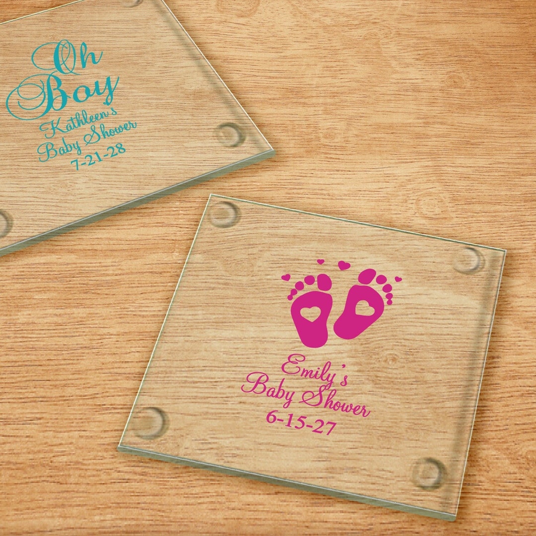 Set of 24 Baby Shower Design Personalized Glass Coasters, Box Not ...