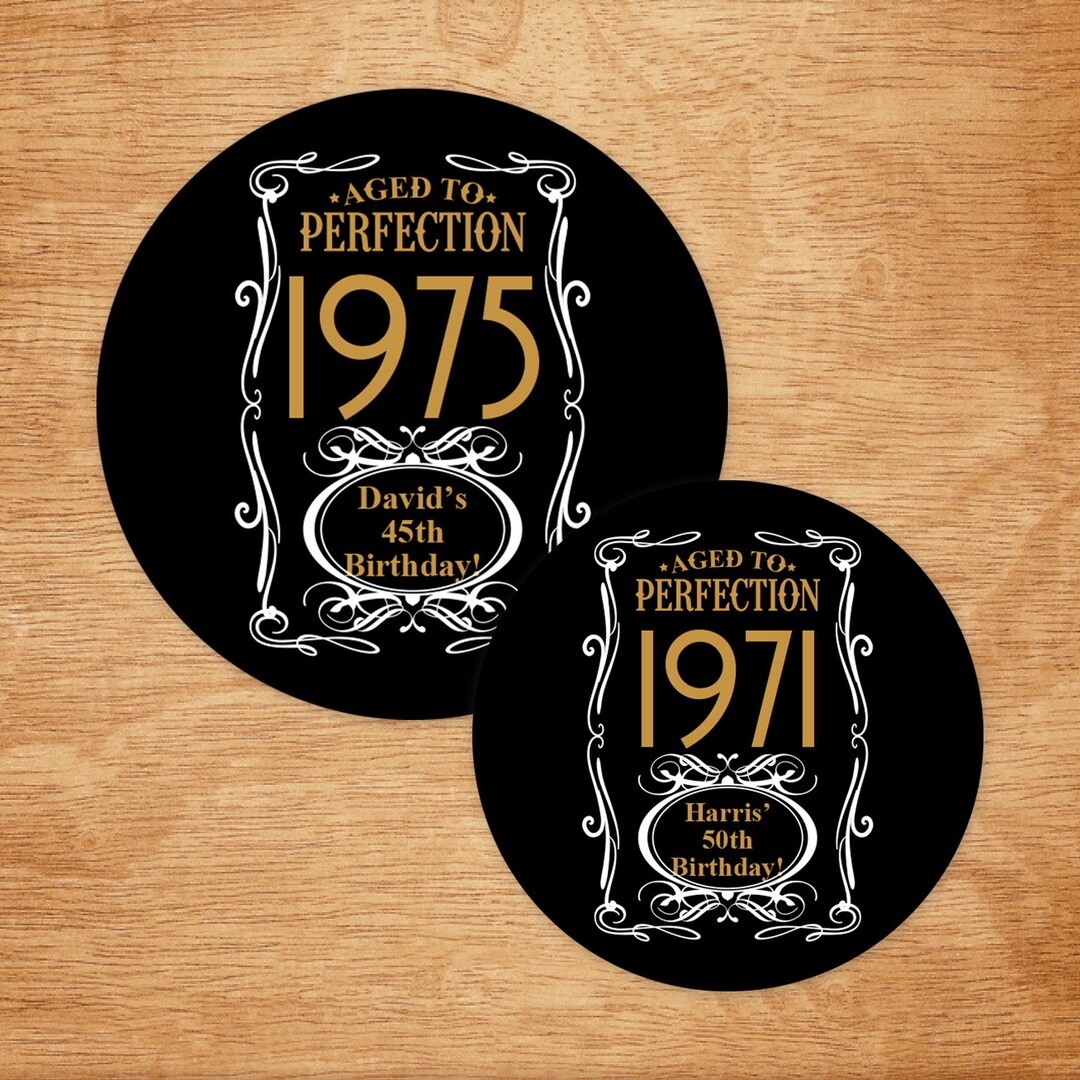 Aged to Perfection Personalized Birthday Labels - Set of 24 - Etsy