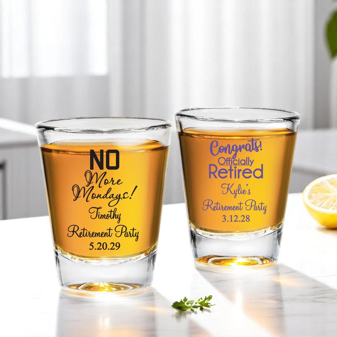 Personalized Retirement Shot Glasses: Fluted Party Favors, Set of 24 - Etsy