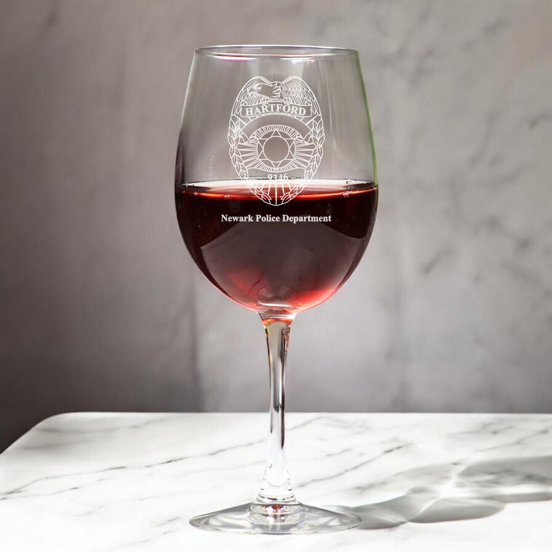Personalized Police Badge Wine Glass - Engraved Law Enforcement Gift - Etsy