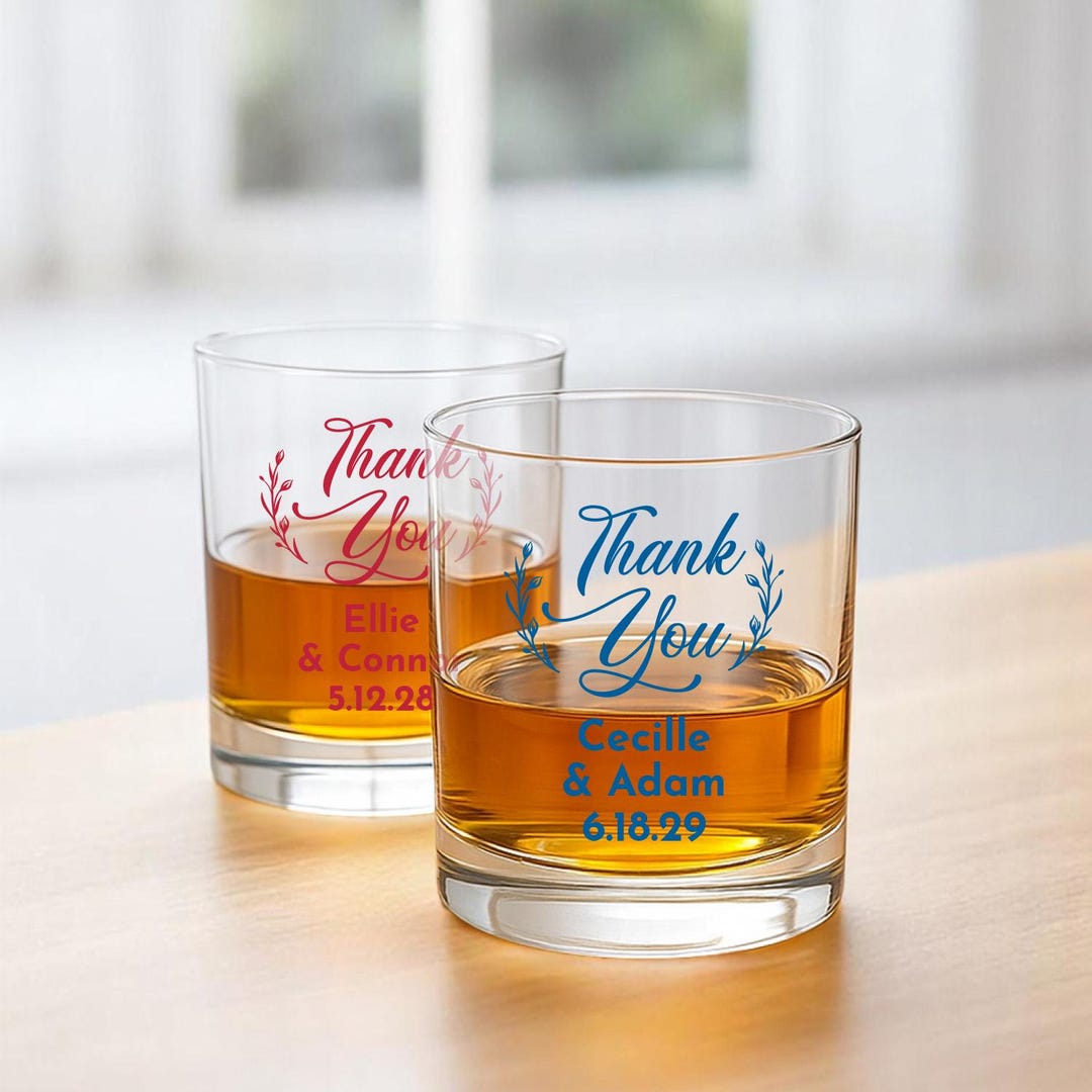 Set of 24 Thank You Wedding Style Personalized Whiskey Rock Glass ...