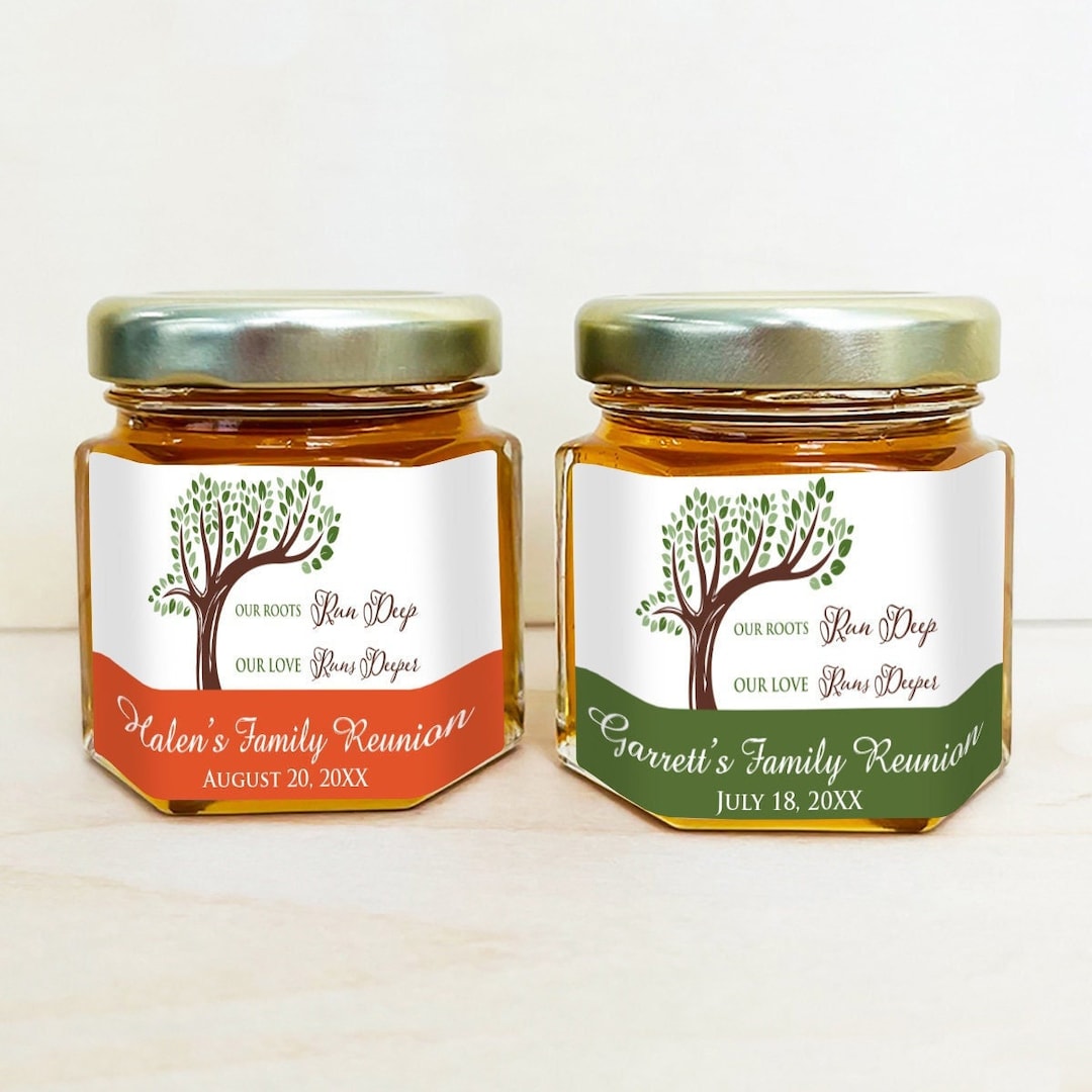 Personalized Honey Jar Favors: Family Reunion Gift, Set of 12 - Etsy