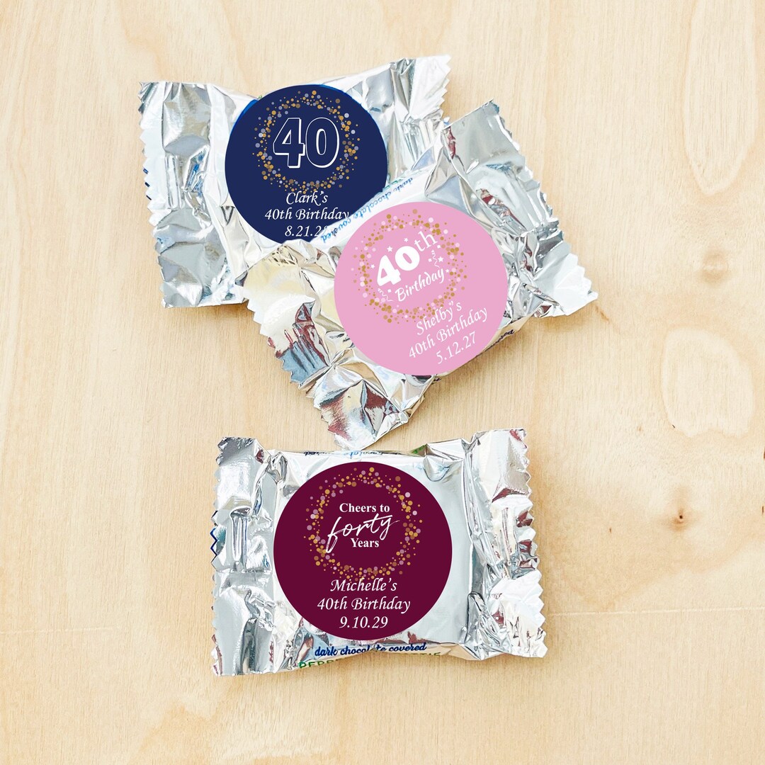 Set of 40 Birthday 40th Custom Personalized York Peppermint Chocolate ...