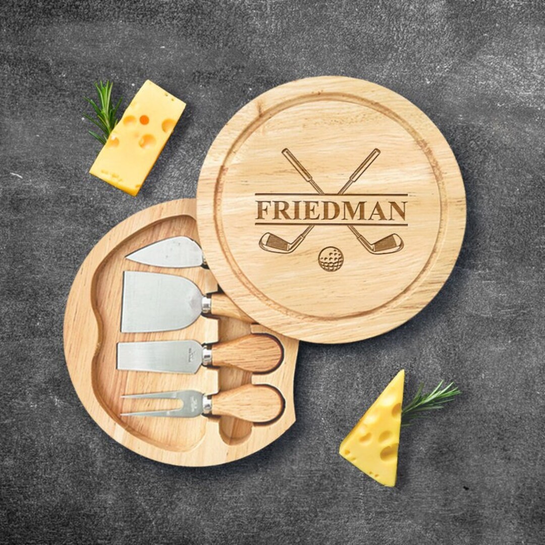 Personalized Golf Cheese Board Set: Engraved Swivel Top, Golfer Gift - Etsy