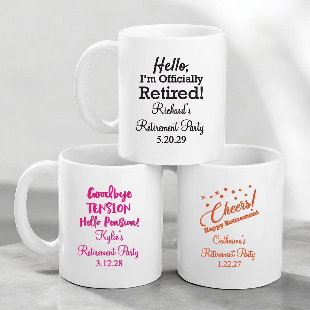 Set of 12 Retirement Design Personalized Coffee Mugs, Retired Coffee ...