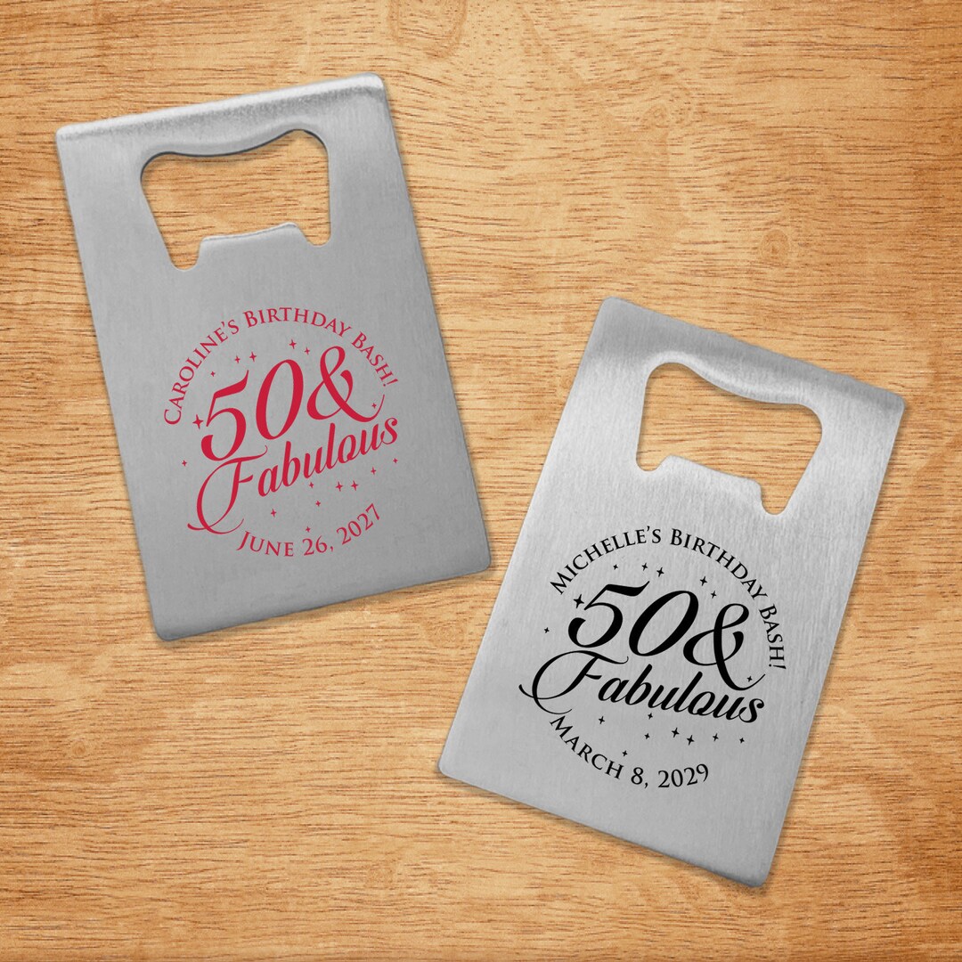 Set of 24 Birthday 50 and Fabulous Silver Personalized Credit Card ...