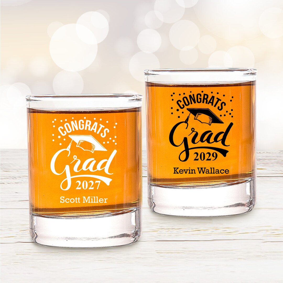 Set of 24 Congrats Grad Personalized Votive Shot Glass Party Favors ...