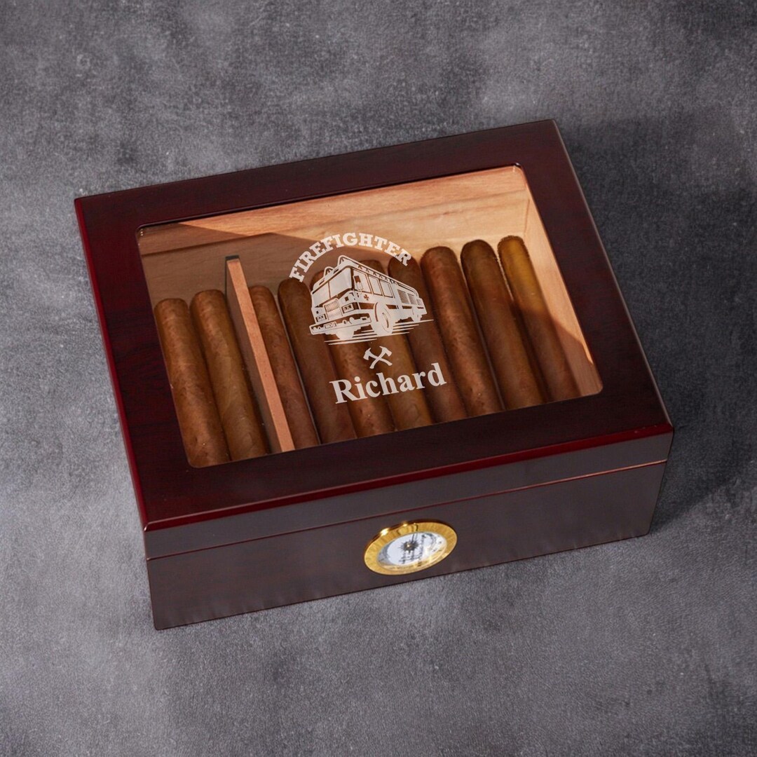 Firefighter Personalized Cigar Humidor 50 Count, Firefighter Gifts ...